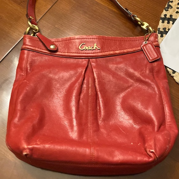 Coach | Bags | Coach Red Preloved Super Clean Inside Very Soft Leather ...